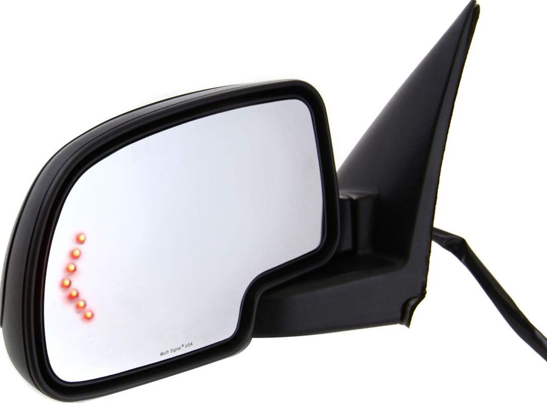 Kool Vue Left Power Heated Mirror Compatible With Chevrolet Silverado 1500 2003-2006 Manual Fold With Signal Light & Puddle Lamp; Without Blind Spot, Memory & Auto-Dimming with 2 Caps Extended Cab