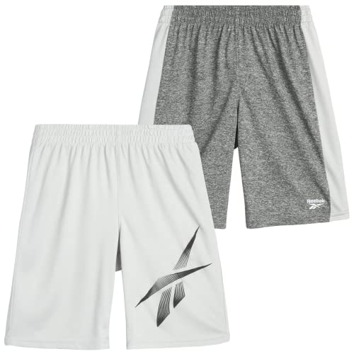 Reebok Boys’ Active Shorts – 2 Pack Athletic Performance Dry Fit Gym Basketball Shorts (S-XL), Size Small, Charcoal/Heather Grey