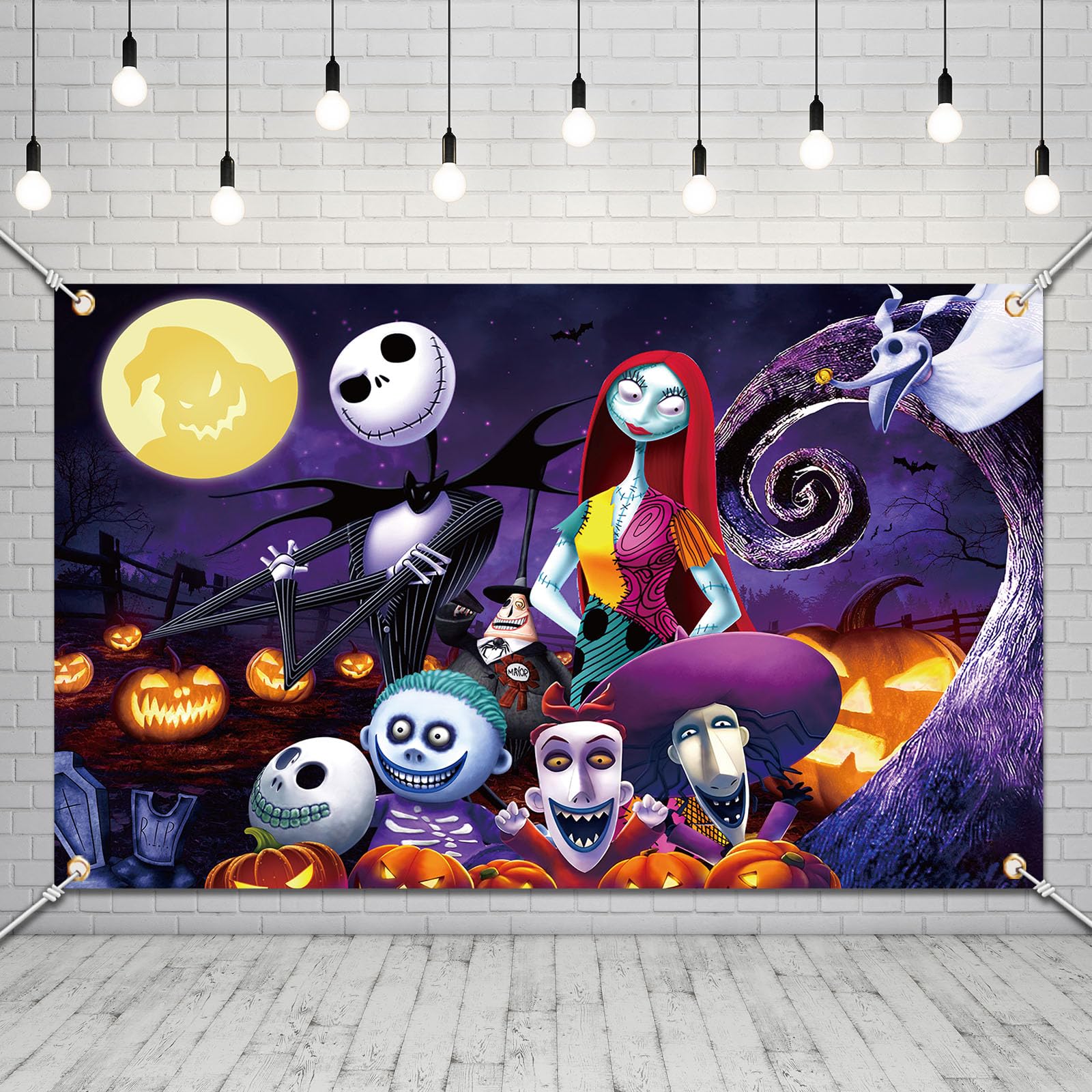 Nightmare Party Supplies, Halloween Party Backdrop Decoration Skull Ghost Pumpkin Background Banner for Trick or Treat Halloween Party Supplies