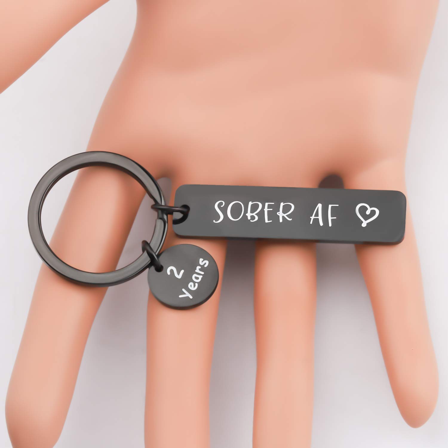 MAOFAED Sobriety Gift Sobriety keychain AA Recovery Jewelry AA Gift NA Gift 1 Year 2 Years 3 Years 4 Years 5 Years Sobriety Anniversary Keychain (sober 2years black)