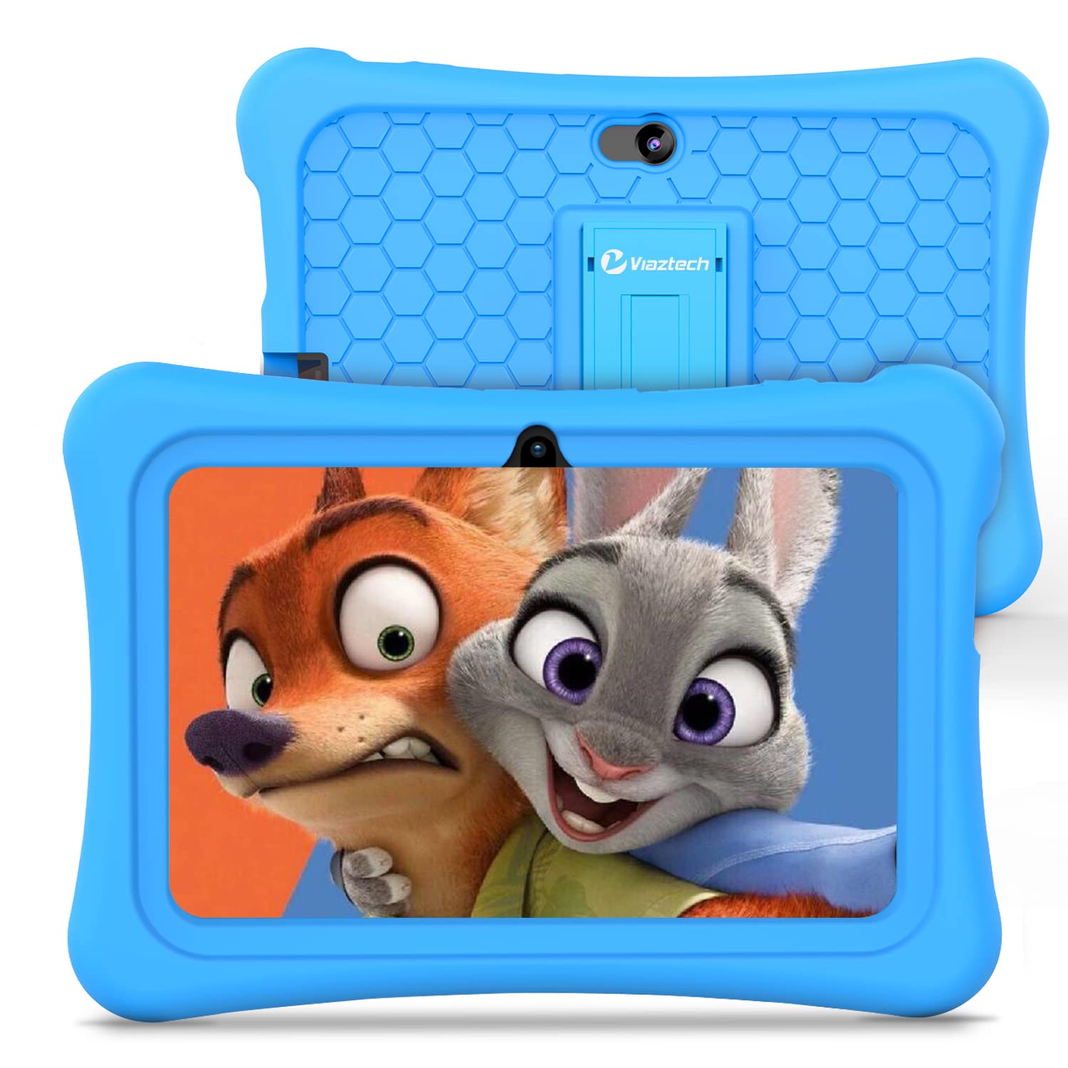 VIAZTECH Kids Tablet 7 inch 32GB Android Tablet 2GB for Toddlers,Quad Core Processor WiFi Educational Parental Control Pre-Installed Kid App with Kids Tablet Case for Boys Blue