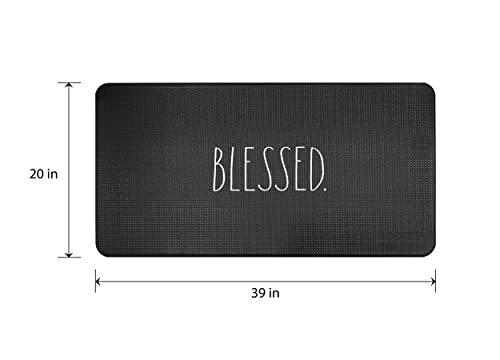 Rae Dunn Anti Fatigue Mat for Standing ‘Blessed’ - 20 Inch x 30 Inch - Cushion Foam Rubber Kitchen Mat for Floor - Non Skid Non Slip Pad for Back Pain, Knee Support, Foot Comfort