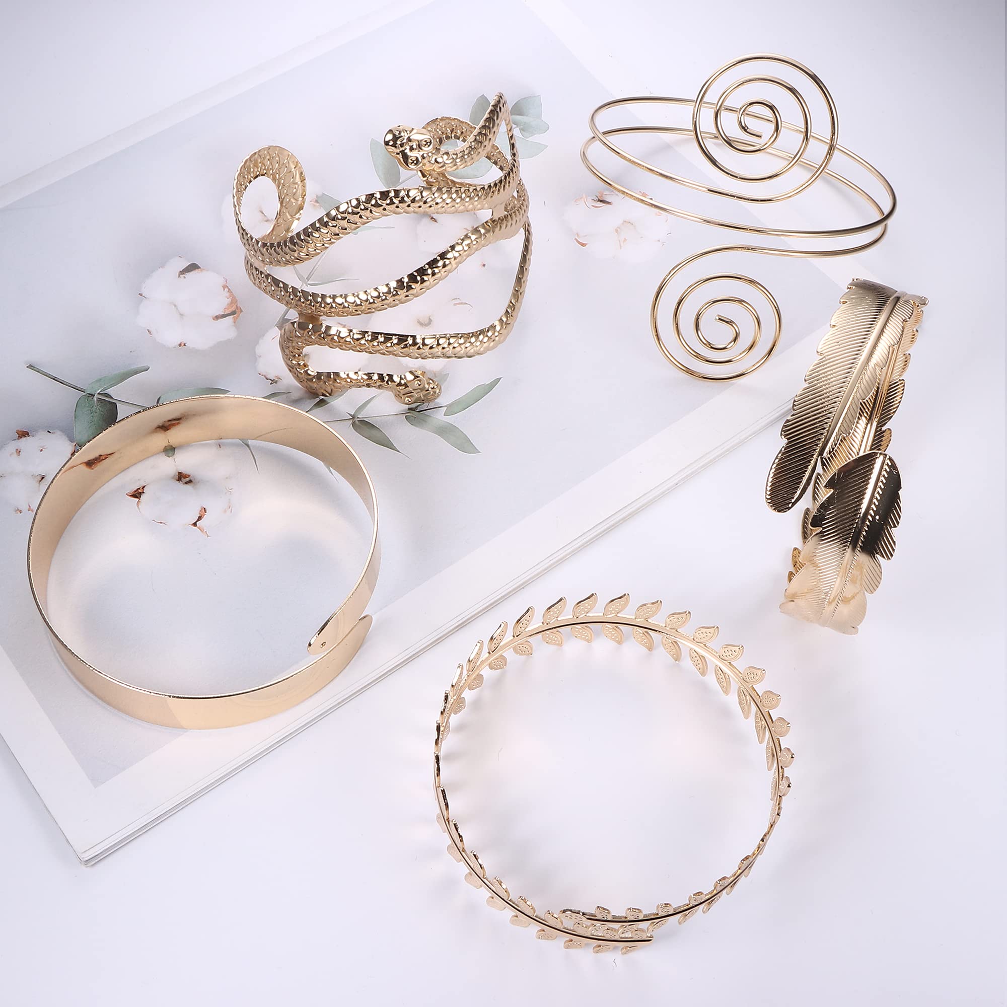SAILIMUE 9Pcs Arm Cuff Upper Arm Band Cuff Bracelets For Women Gold Silver Adjustable Open Coil Armlet Armband Bangle Bracelet Costume Jewelry Set