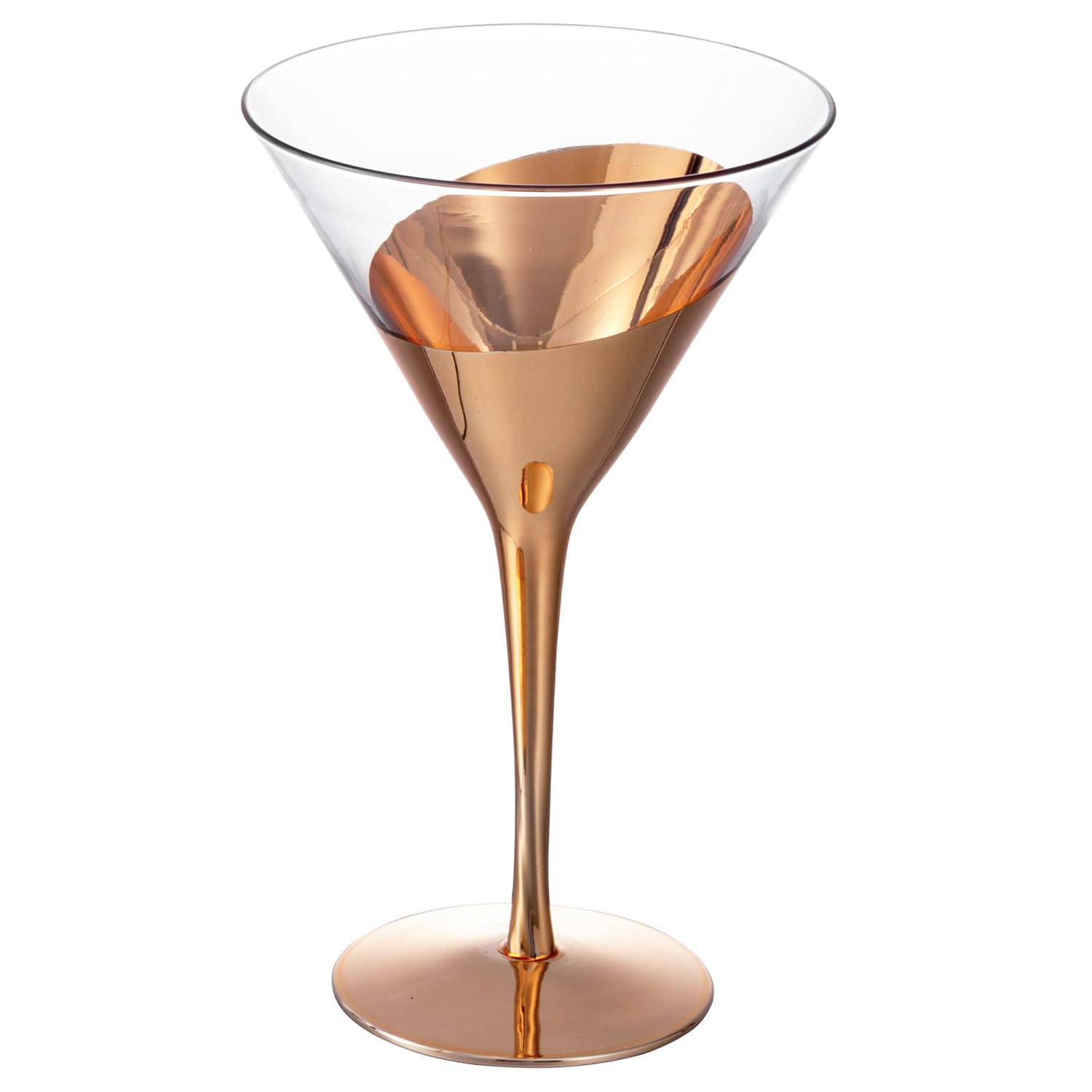 MyGift Copper Toned Accent Martini Glasses - Metallic Angled Cocktail 8-ounce Glass, Set of 2