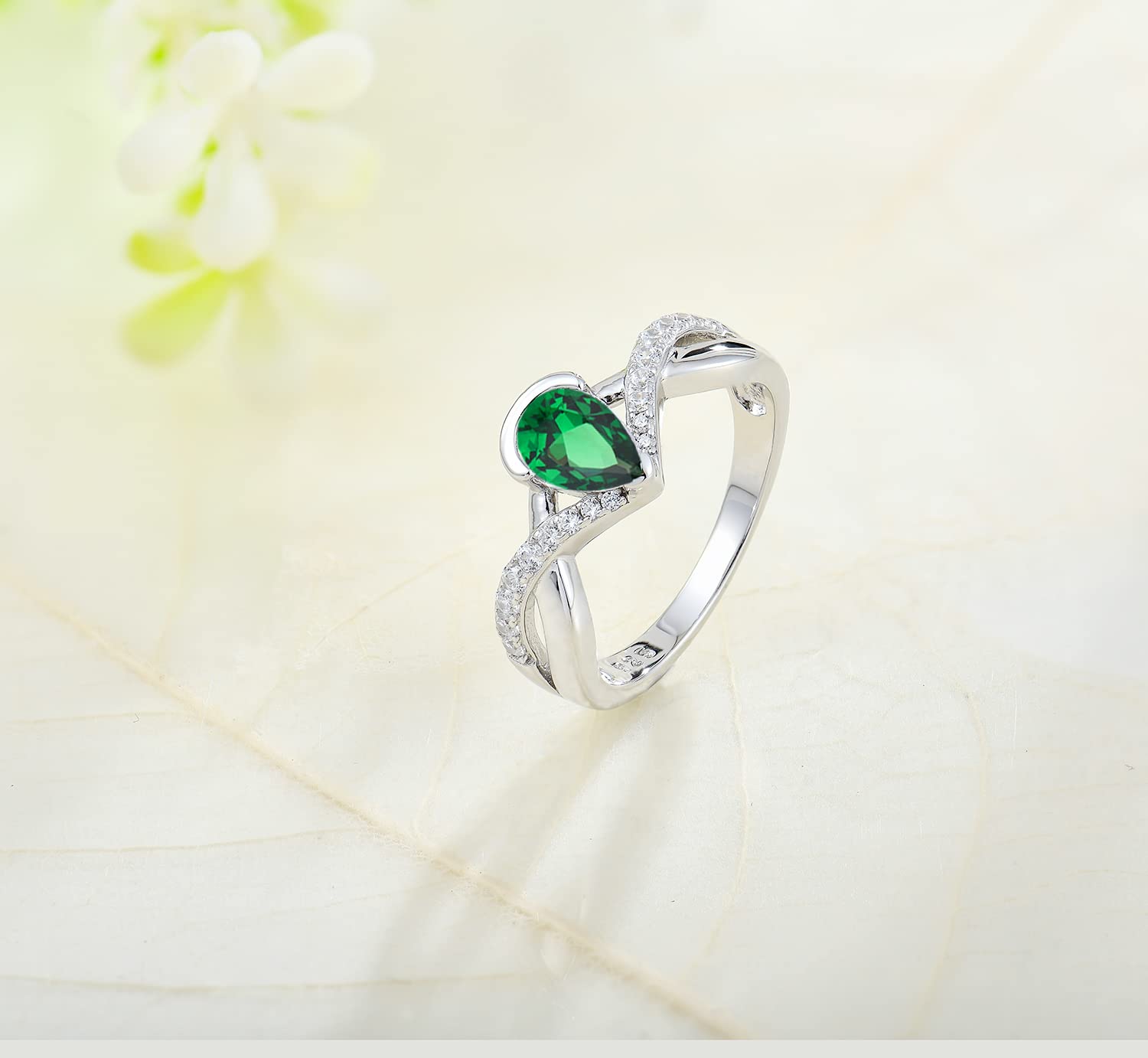 SIYELE Birthstone Infinity Ring 925 Sterling Silver Promise Rings for Her Engagement Wedding Jewelry Size 5-10