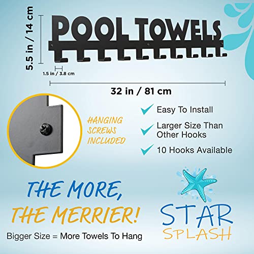 Star Splash Pool Towel Rack β Outdoor Towel Rack Holder & Swimming Pool Accessories, Pool Towel Hanger, Towel Drying Rack Pool Decor, Rust Proof Pool Signs and Decor Outdoor & Inside with 10 Hooks