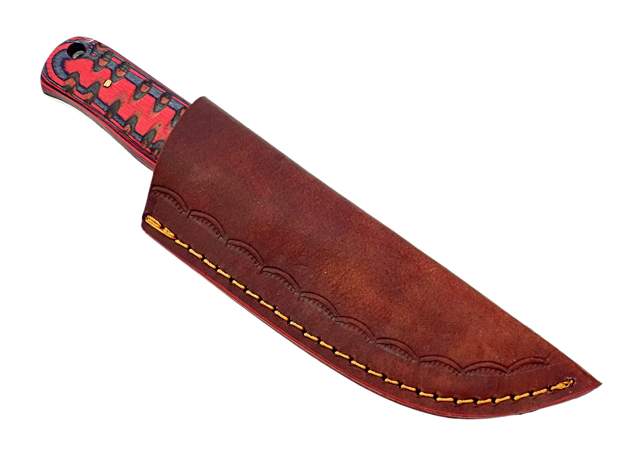 ONEHOPE BLADES Handmade Damascus Steel Skinner With Leather Sheath, 8 inches Fixed Blade Survival Hand Forged Hunting Camping & Skinning Knife