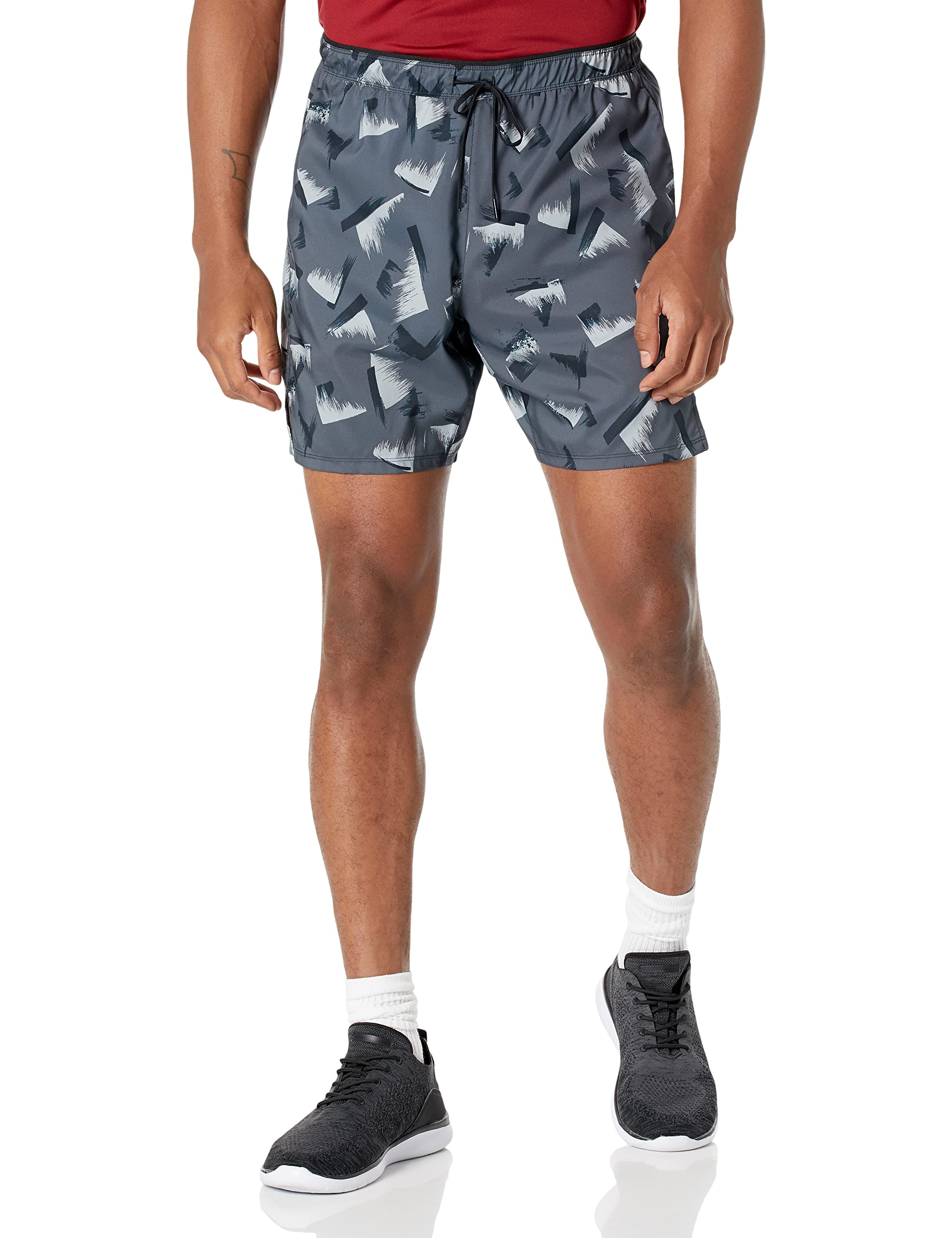 Reebok Men's Standard Speed Shorts 2.0, Black/Dark Grey/All Over Print, Medium
