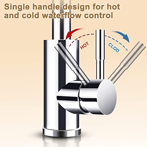 Upgrade Pull Down Kitchen Sink Faucet - Single Handle Kitchen Faucet with Sprayer,Commercial Low Lead High Arc with Deck Plate,Stainless Steel Brushed Nickel