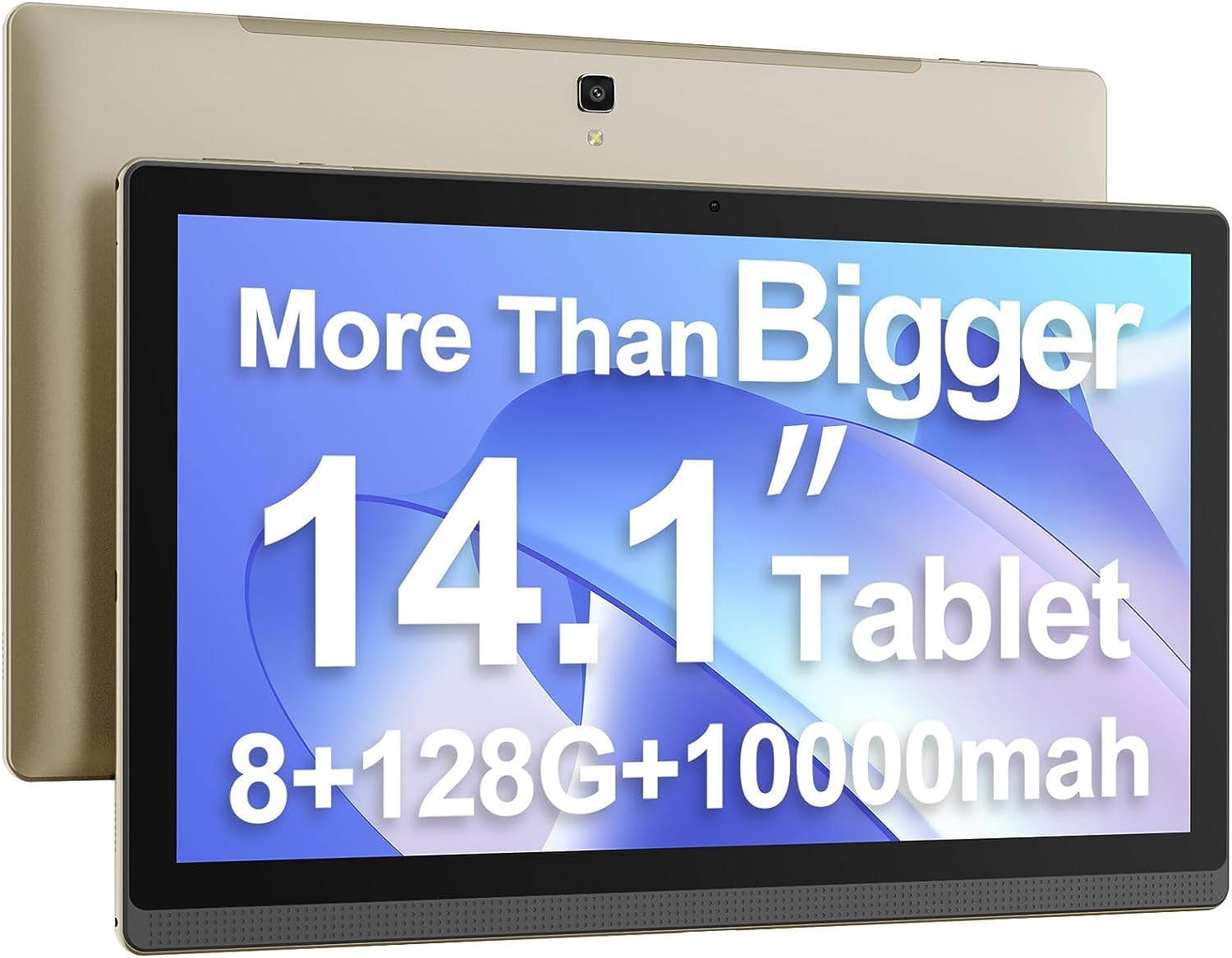 MESWAO 14.1 Inch Android 12 Tablet with Large Screen, Computer Tablets with 1920 * 1080 IPS HD Display, Tablets with Bluetooth 4.1 and GPS and 10000mah Long Battery for Work/Study/Live Stream