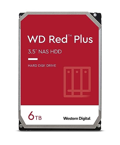 Western Digital 6TB WD Red Plus NAS Internal Hard Drive HDD - 5400 RPM, SATA 6 Gb/s, CMR, 64 MB Cache, 3.5" - WD60EFRX