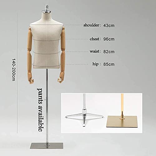 Male Sewing Tailors Dummy Dressmakers Dummies Torso Body Dress Form Height Adjustable Professional Tailors Dummy Arms Male Mannequin