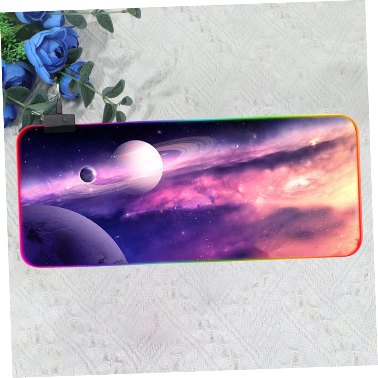 SOLUSTRE 2pcs Gamer Pad Non Slip Mat Gaming Mousepad Office Pad Planet Pattern Keyboard Pad Rubber Mat Large Big Pad Led Gaming Pad Mouse Pad for Laptop Keyboard Mat Big Cushion Notebook