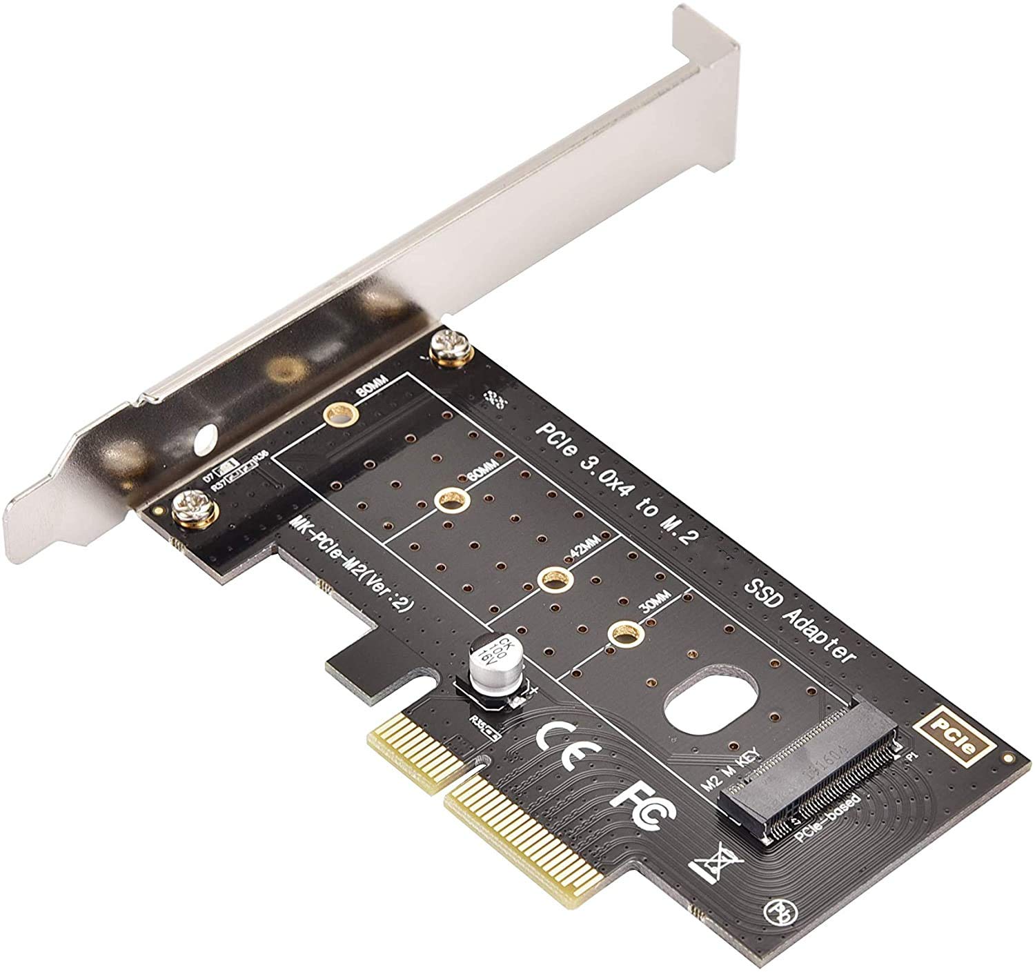 M.2 NVME to PCIe 3.0 x4 Adapter, M.2 NVME SSD to PCI-e 3.0 x 4 Host Controller Expansion Card, Supports 2280, 2260, 2242, 2230 Solid State Drives