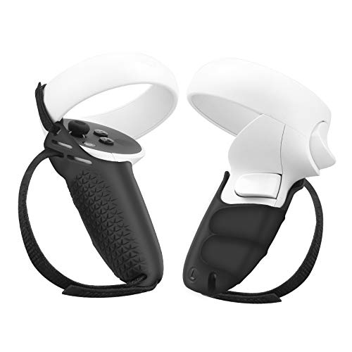 MASiKEN Touch Controller Grip Cover for Oculus Quest 2, Anti-Throw Handle Protective Sleeve Accessories with Adjustable Wrist Knuckle Strap,Button Caps and VR Lens Protect Cover