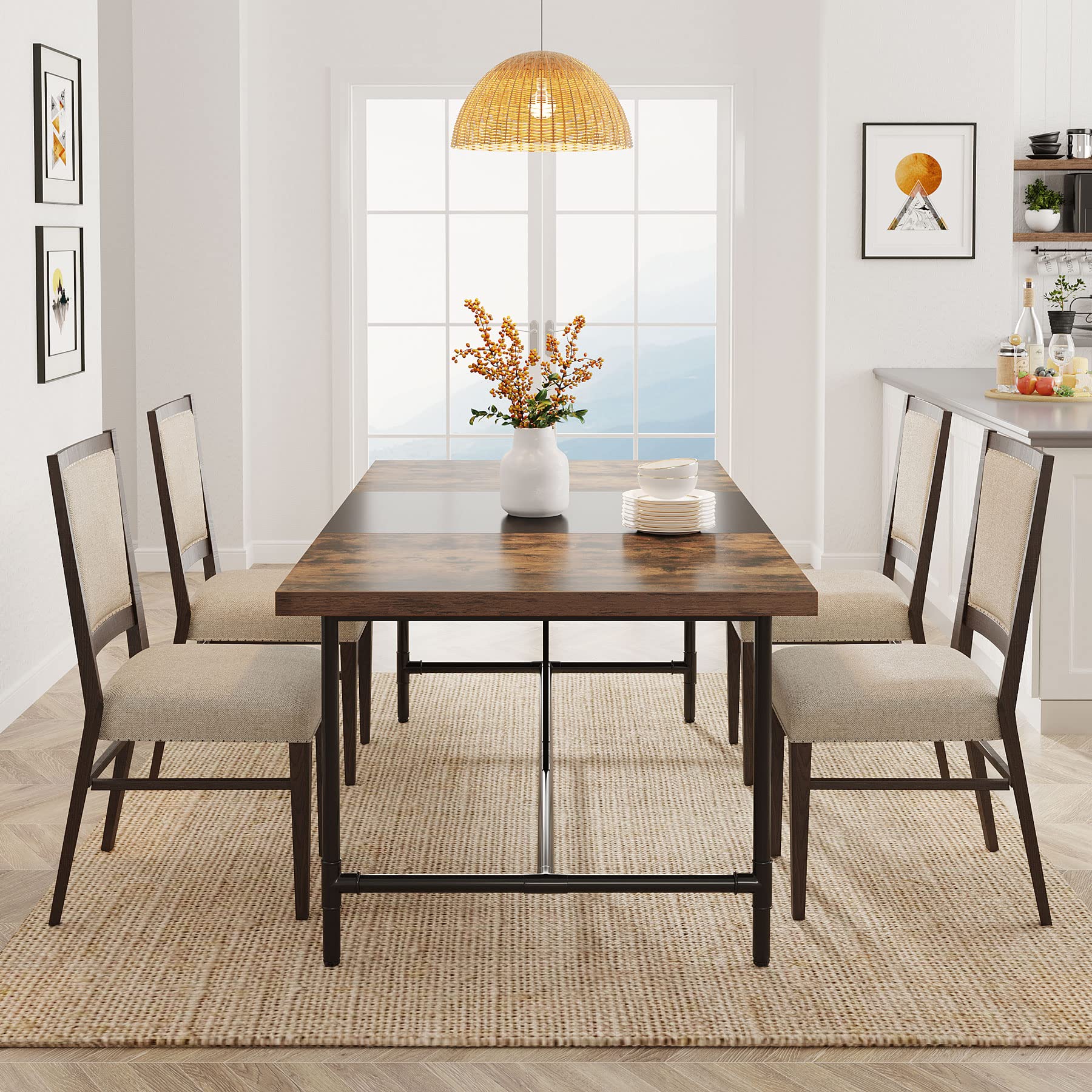 LITTLE TREE 6FT Conference Table 70.8L x 31.5W inch Meeting Table Conference Room Tables Modern Rectangular Seminar Training Table for Office, Brown
