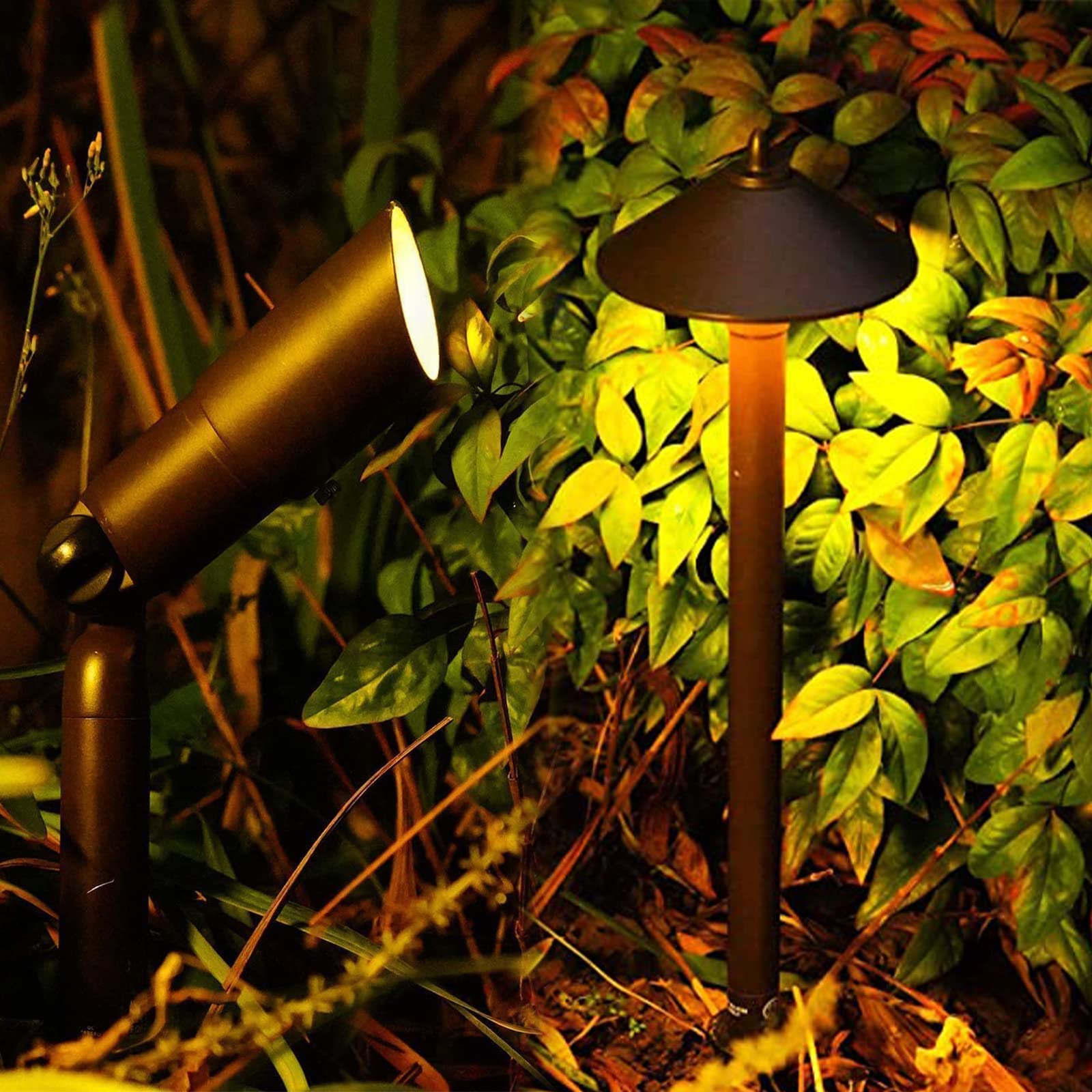 Malibu Landscape Lighting Kit with 150W Low Voltage Outdoor Transformer & 12V Halogen 6PK 10W Bronze Pathway Lights & 4PK Metal 20W Flooding Lights/Spotlights Warm White & 75Feet #16 Wire for Patio