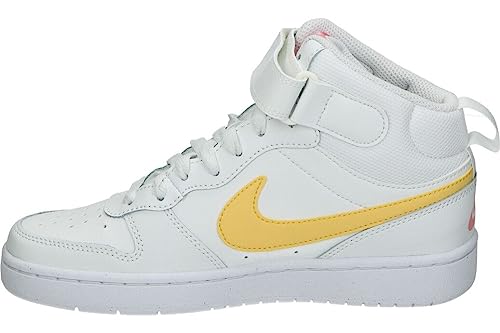 Nike Court Borough Mid 2 (GS) Unisex Adult, 6 US, Summit White/Topaz Gold, 4 Big Kid