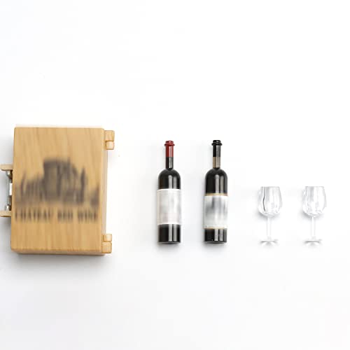 Miniature Wine Set Miniature Wine Bottles Mini Wine Glasses Goblet Cups Miniature Plastic Wine Box with Handle for 1:6 Action Figures Accessories Christmas Birthday Gifts