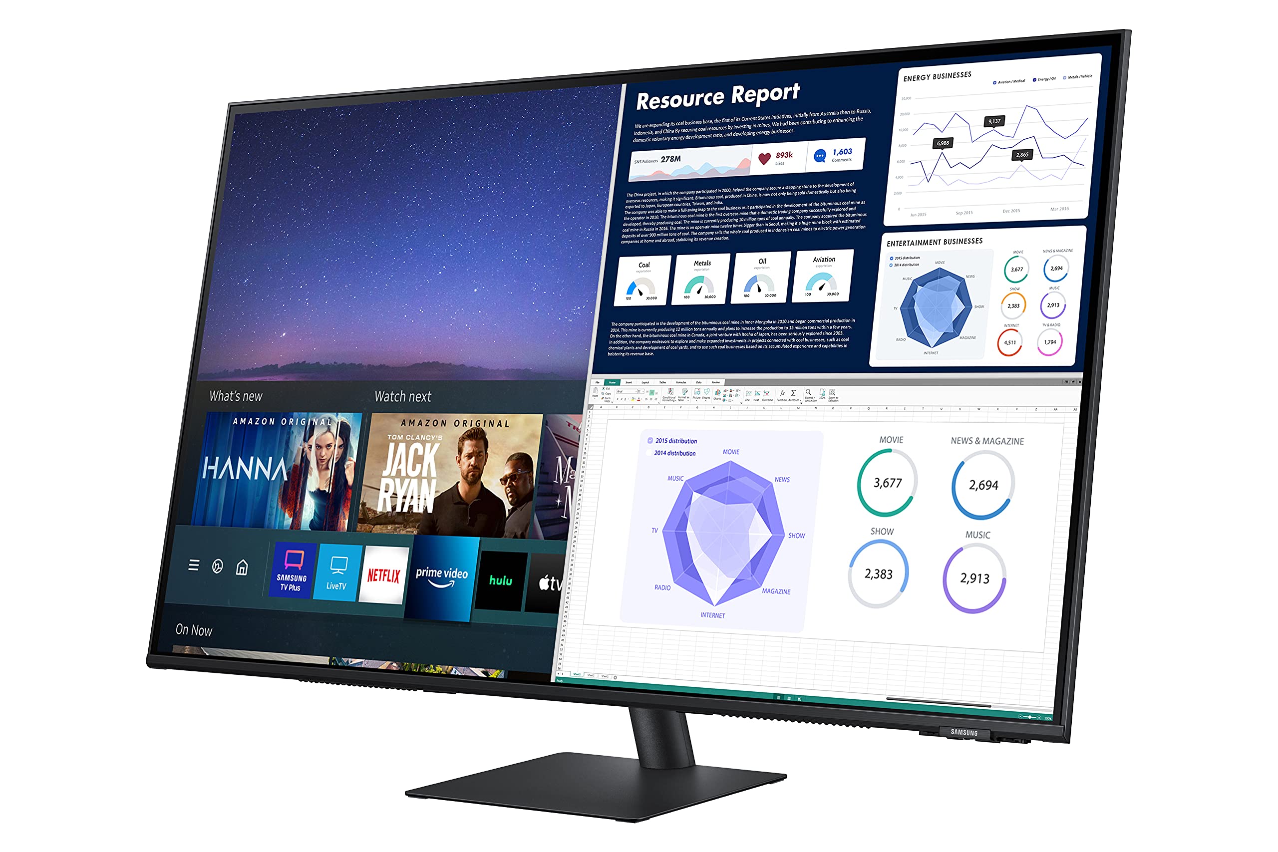 Samsung M70 Smart 43 Inch 4K Computer Monitor, Smart TV Apps, Microsoft 365, 4K Monitor (LS43AM702UNXZA)