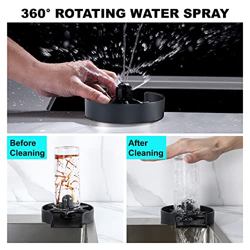 Upgraded Glass Rinser for Kitchen Sinks Matte Black, Glass Washer Cup Washer Cleaner for Home,Kitchen Sink Accessories, Bar Glass Rinser