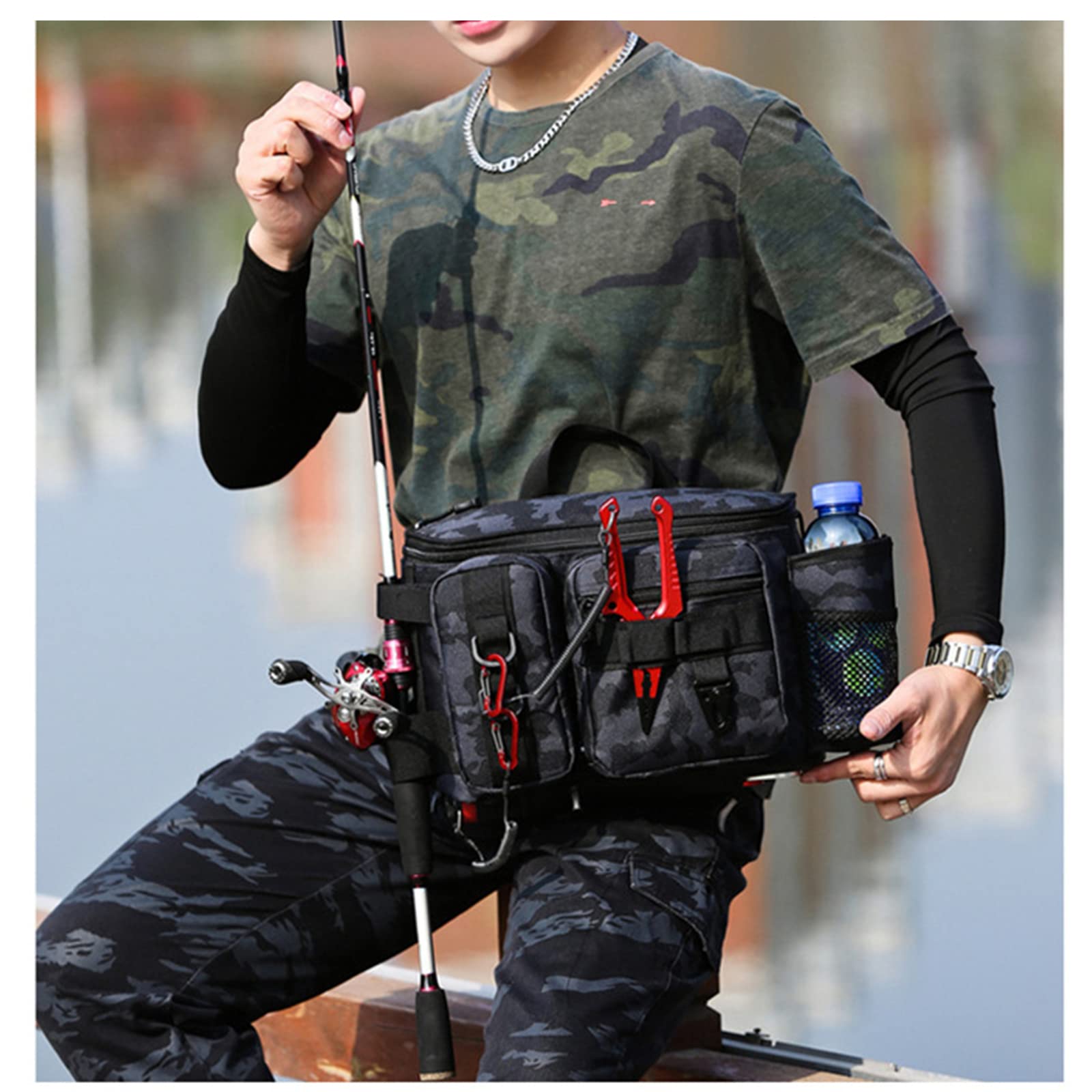 Penzel Fishing Tackle Backpack Fishing Backpack Outdoor Shoulder Backpack Water-Resistant Fishing Gear Bag