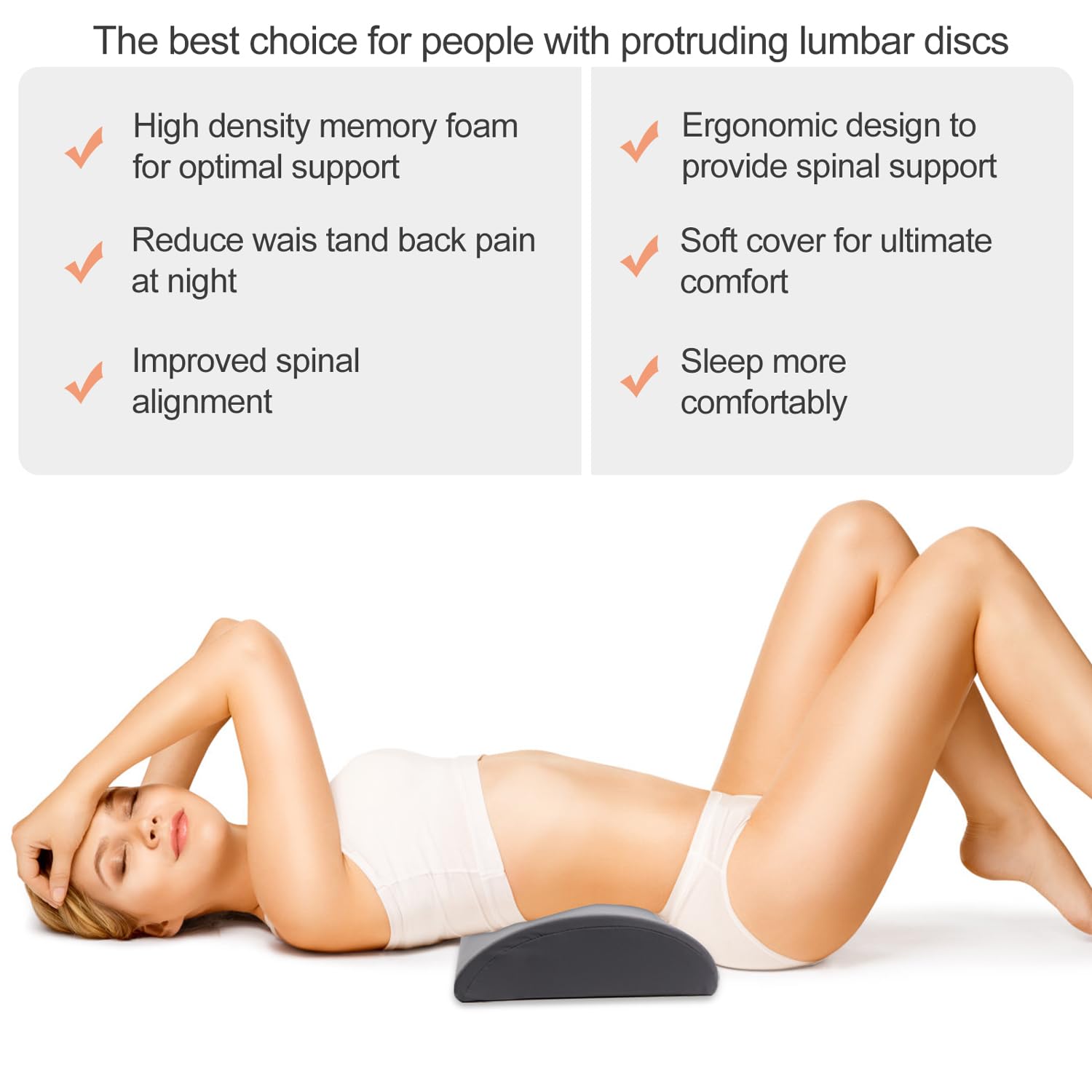 Knee pillow for side sleepers,Lumbar support pillow for bed side sleeping,Lumbar pillow,Leg pillows for sleeping,Knee pillow,Neck support pillow,Half moon bolster pillow,Bolster pillow for legs