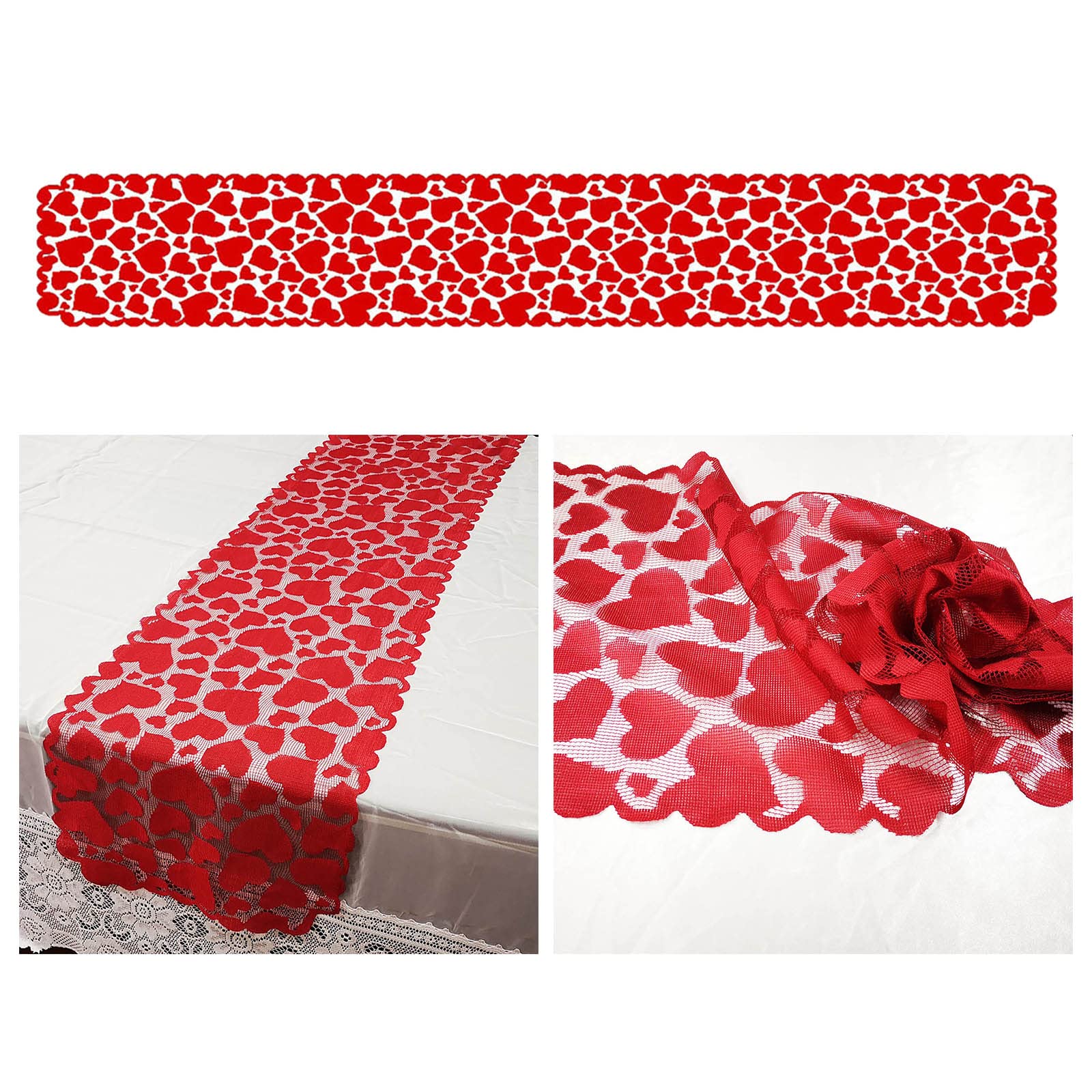 Tablecloth Factory Valentine's Day Love Table Flag Red Love Lace Table Flag Family Table Decoration Table Flag Valentine's Day Table Flag Paper Table Cover Roll (Red, One Size)