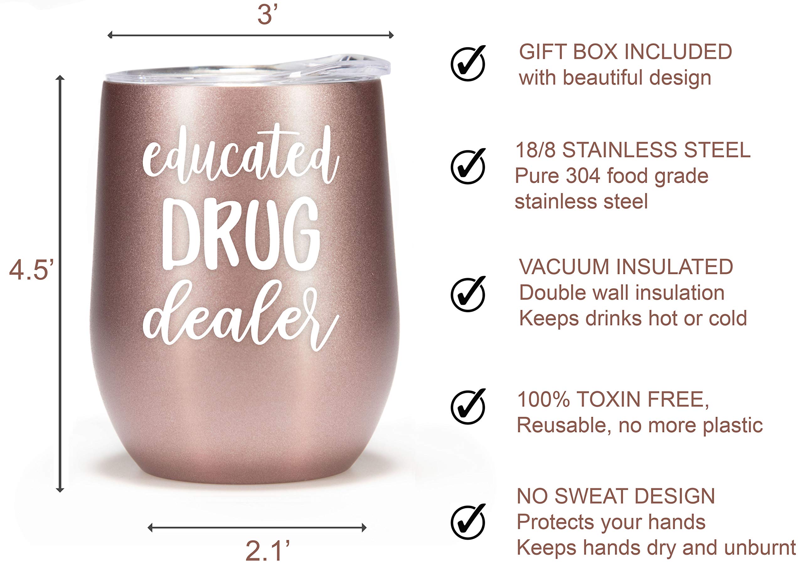 Pharmacist Gifts For Women - 12oz Pharmacy Tech Wine Glass Tumbler Cup- Funny Pharmacy Student Graduation Gift -Pharm School Acceptance Coffee Mug for her