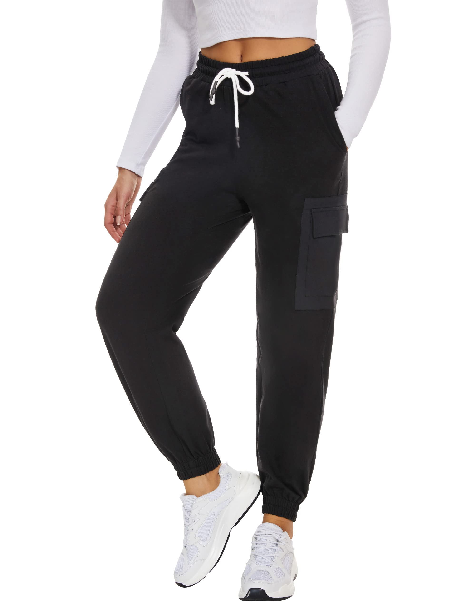 SPECIALMAGIC Cargo Sweatpants for Women with Pockets Cotton Soft High Waisted Jogger Sweat Pants Loose Fit Workout Active