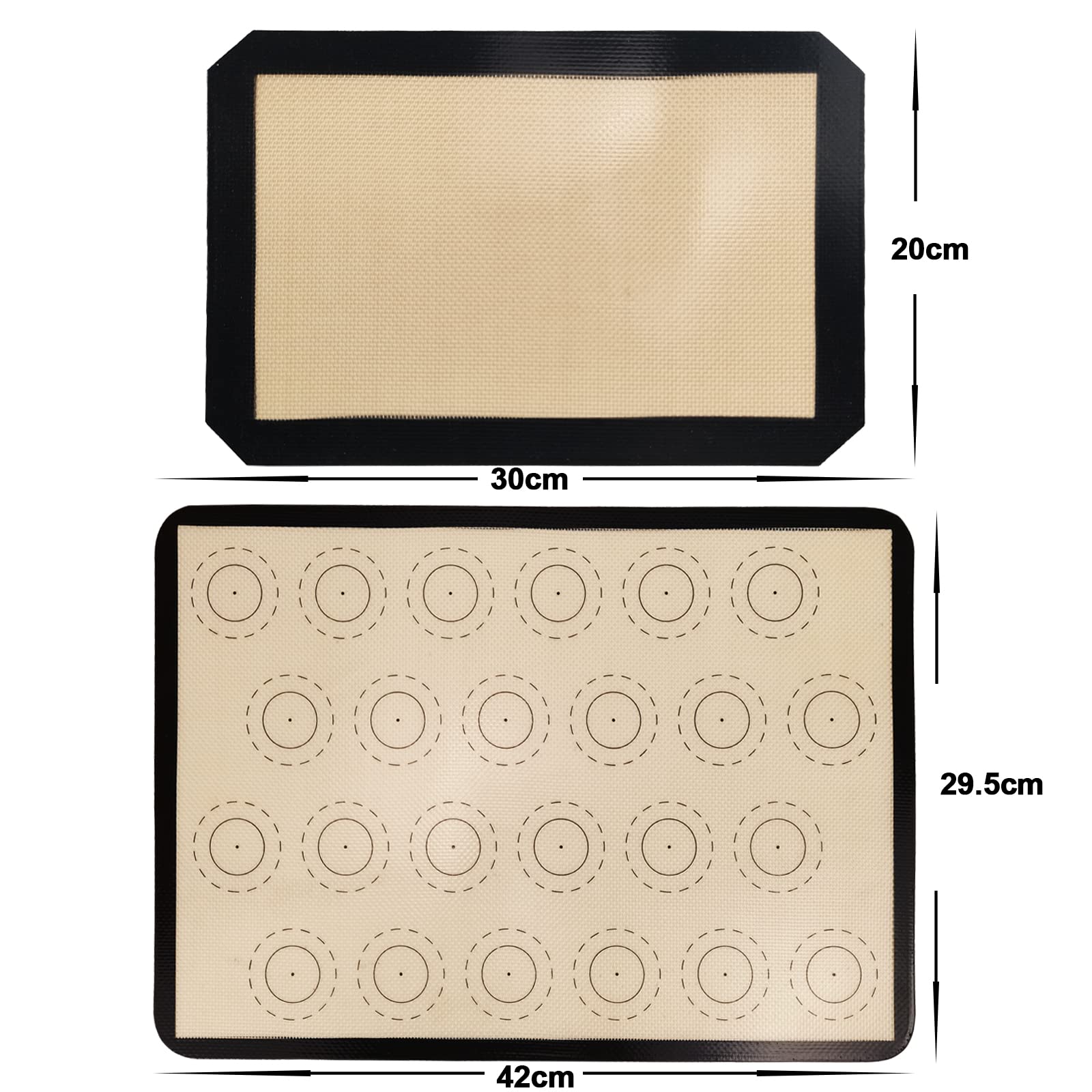 Silicone Baking Mat 3 Pieces, With 7.9 inch Pizza Spatula, Non-Stick Mat is Used to Make Baking Mats for Biscuits, Bread, Pizza, Macaroon and Various Pastries.