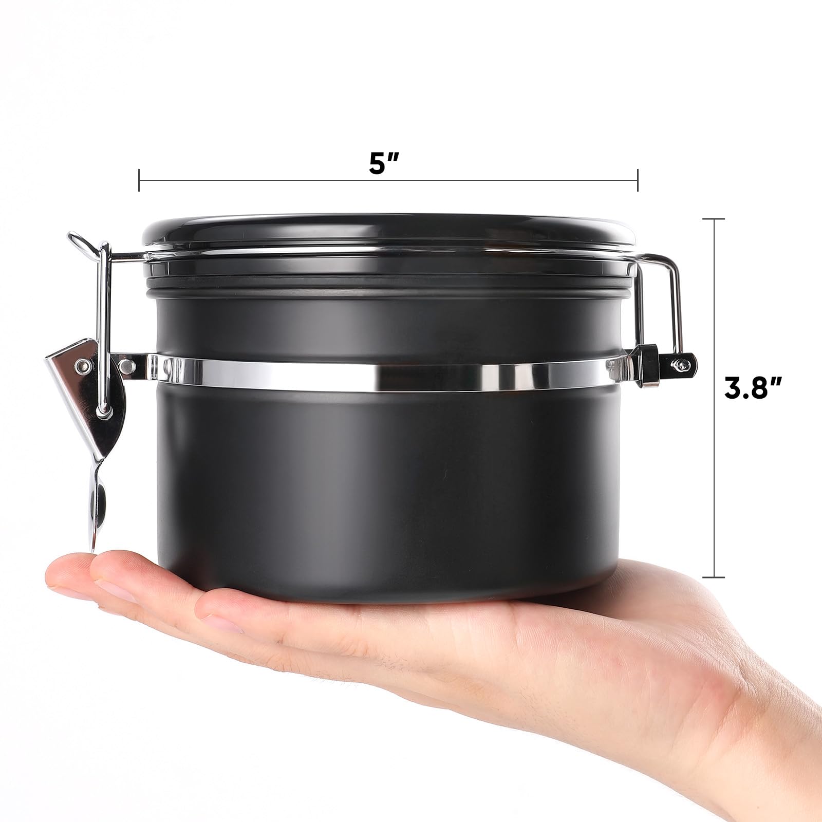 malmo Coffee Canister,Airtight Coffee Container with Date Tracker Lid, Stainless Steel Canister for Kitchen Food Storage 9oz, Black (22, Cylinder, 1, KF) (GY 22oz)
