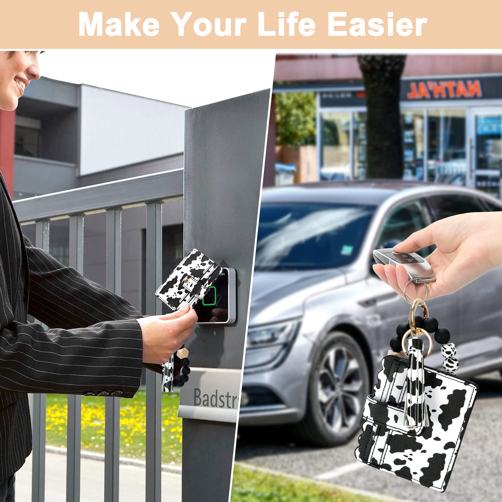 Unistybag Wristlet Keychain for Women Silicone Key Ring Bracelet Wristlet Wallet Bracelet Keychain Card Holder Keyring