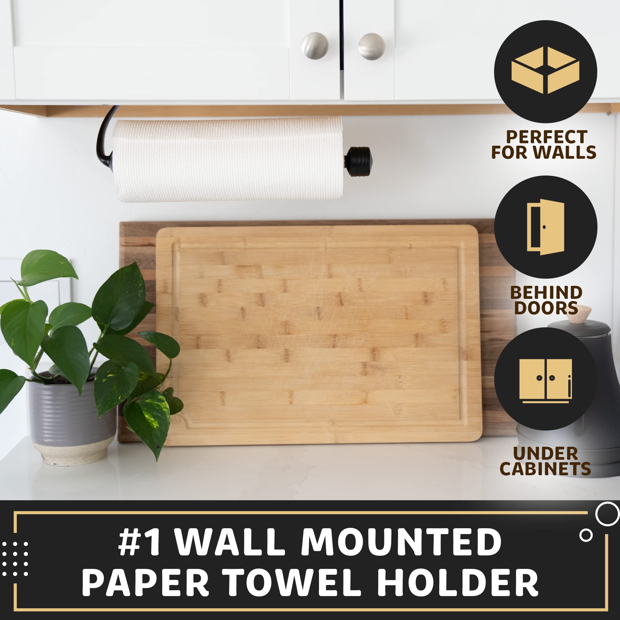 One Handed Tear Wall Mounted & Under Counter Paper Towel Holder Dispenser - Stainless Steel Wall Mount Paper Towel Holder - Easy to Install Horizontally or Vertically - Hardware Included โ 11 Inches