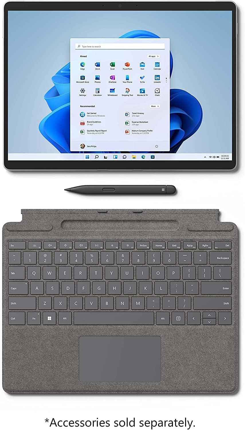 Microsoft Surface Pro 8 Tablet: 12.3" Touchscreen Display, Intel Core i5, 8GB RAM, 128GB SSD, Windows 10 Pro-64 Laptop Computer - Ideal for Office and Gaming Platinum, EAM-00005 (Renewed)