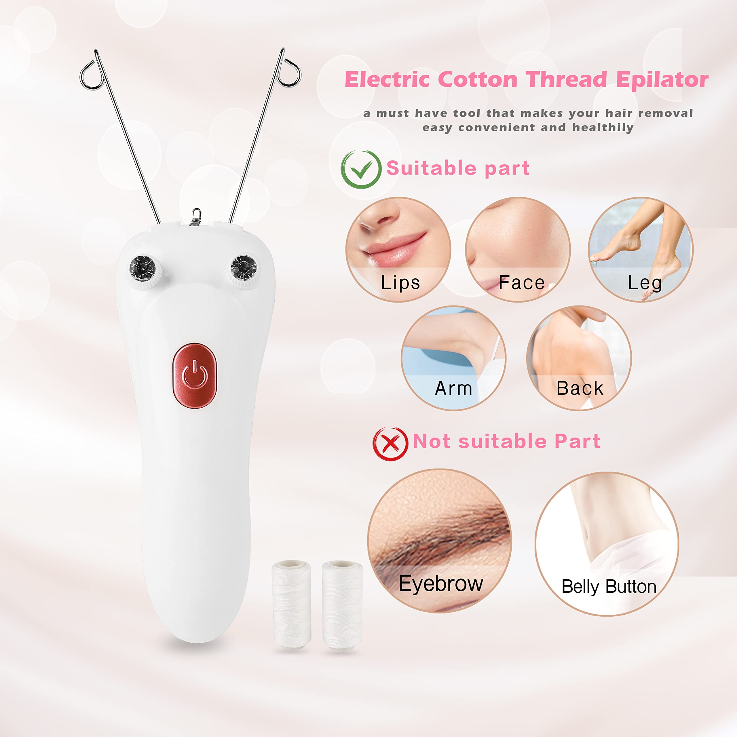 Threading Hair Removal ,Face Epilator USB Charging Threading Tool for Face Electric Threading Eyebrow Threading Machine for Women