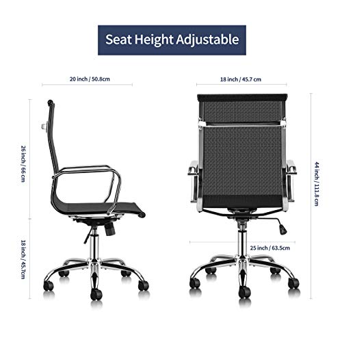 MASTERY MART High Back Office Chair, Mesh Fabric Task Chair, Swivel Chair, Mid Century Desk Chair with Armrests for Executive, Conference Room, Home Office