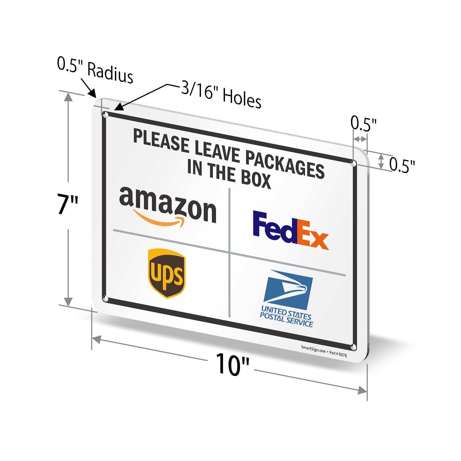 SmartSign 7 x 10 inch “Please Leave Packages In The Box - Amazon, FedEx, UPS, USPS” Delivery Instructions Metal Sign, 40 mil Laminated Rustproof Aluminum, Multicolor