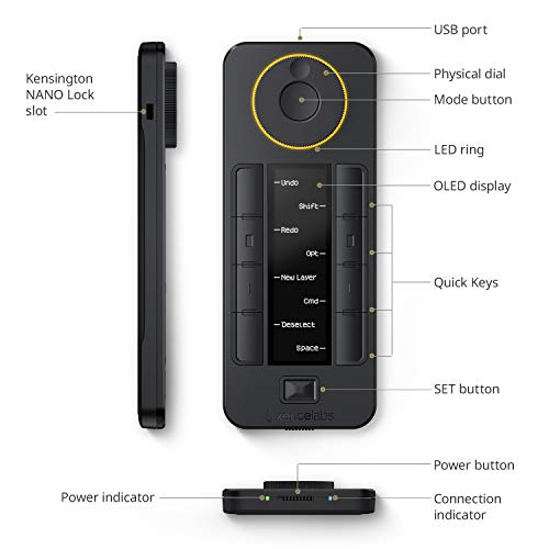 XENCELABS Quick Keys for Pen Tablet, Pen Displays, 40 Customizable Shortcut Keys, OLED Display, Used Wired or Wirelessly for macOS, Windows, and Linux