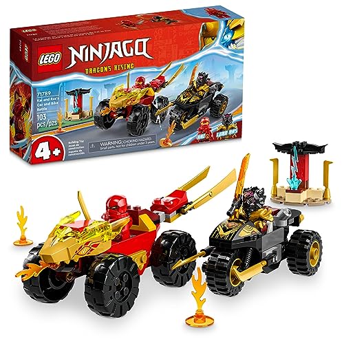 LEGO NINJAGO Kai and Rasβ Car and Bike Battle 71789 Beginner Building Toy Set, Features a Ninja Car Toy and Bike Plus 2 Minifigures, Birthday Gift for Toddlers and Kids Who are Little Ninja Fans
