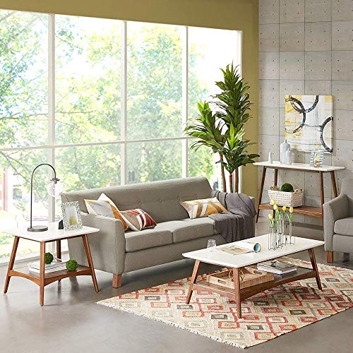 Madison Park Parker Console Tables-Solid Wood, Two-Tone Finish with Lower Storage Shelf Modern Mid-Century Accent Living Room Furniture, Medium, Off-White/Pecan
