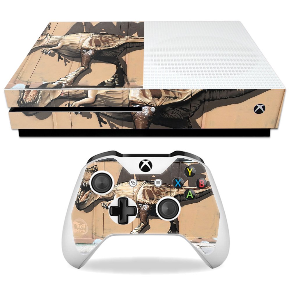 MightySkins Skin Compatible with Microsoft Xbox One S - Street Dino | Protective, Durable, and Unique Vinyl Decal wrap Cover | Easy to Apply, Remove, and Change Styles | Made in The USA