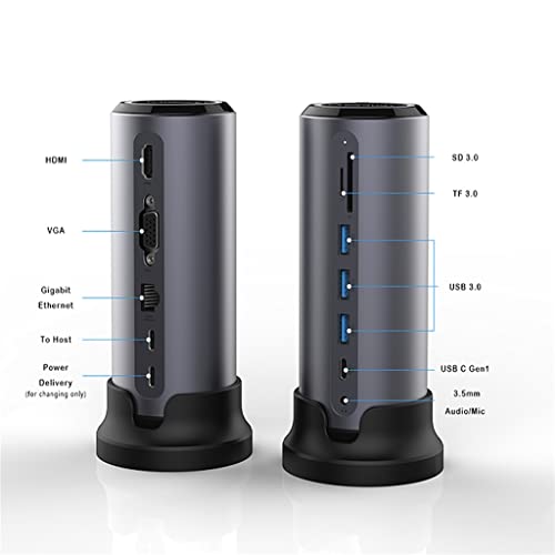 ZLXDP 12 in 1 USB C HUB Dock USB C to Multi RJ45 VGA USB 3.0 USB C Data with PD Power (100W)
