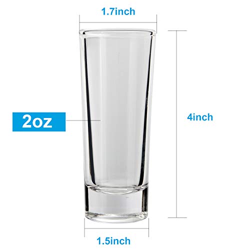 Ruckae 18 Pack Shot Glasses, 2 Ounce Shot Glasses with Heavy Base, Clear Shot Glasses Set of 18 (Cylinder Shaped)