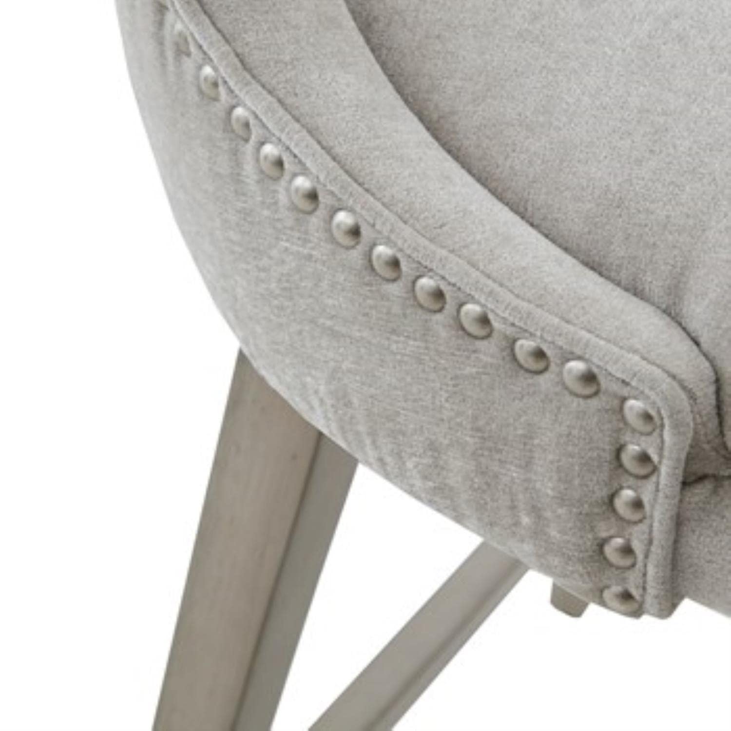 Madison Park Emmett Swivel Stool-Chic Modern, Scoop Back, Counter Height Barstool, Kitchen Island Chair Solid Wood Legs, Silver Nailhead Accent, Assembly Required, 21" W x 22" D x 37" H, Light Grey