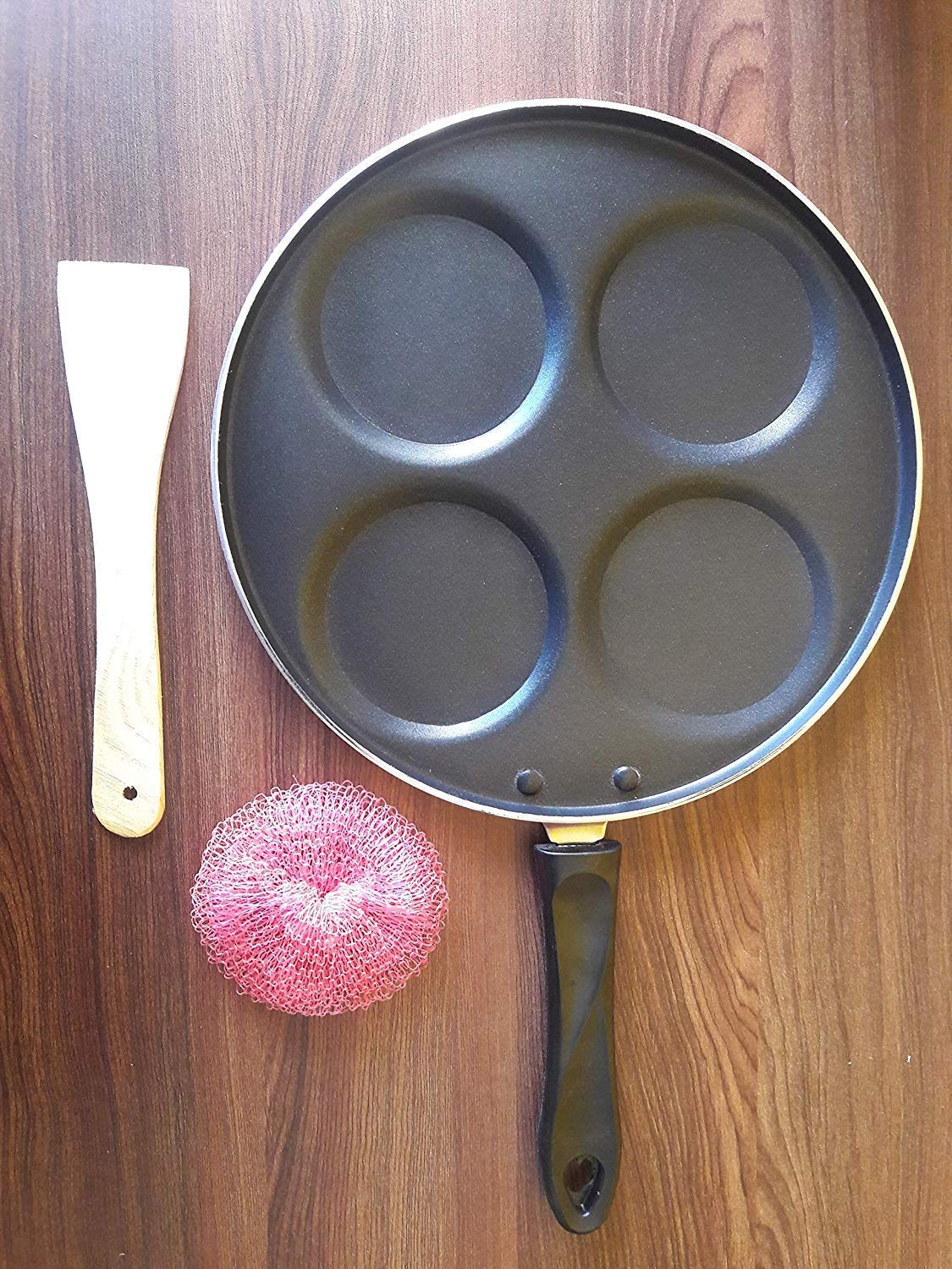 Sahishnu Online & Marketing Nonstick Uttapa Tawa, Uttapa Pan, Non-Stick 4 Cavity Mini Uthapam Tawa with Handle, Pancake Tawa