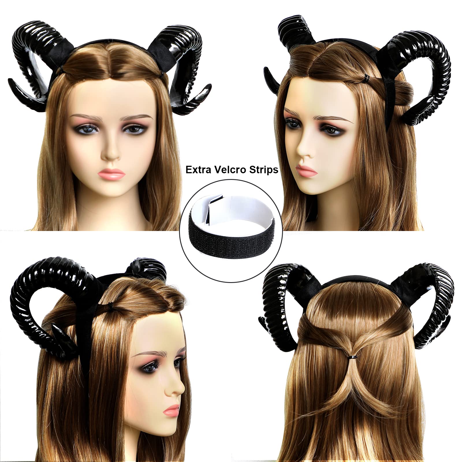 Stegosaurus Devil Horns Headband, Black Devil Horns Black Horns Maleficent Horns Headband for Halloween Costume Cosplay