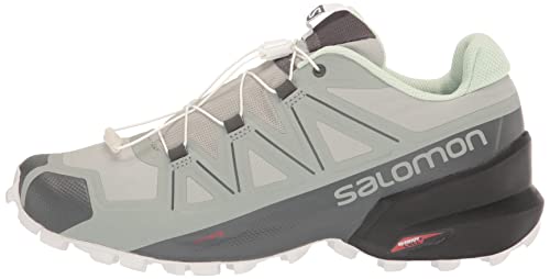 Salomon womens Salomon Women's Speedcross 5 for Women Trail Running Shoe, Wrought Iron/Spray/White, 9.5 US