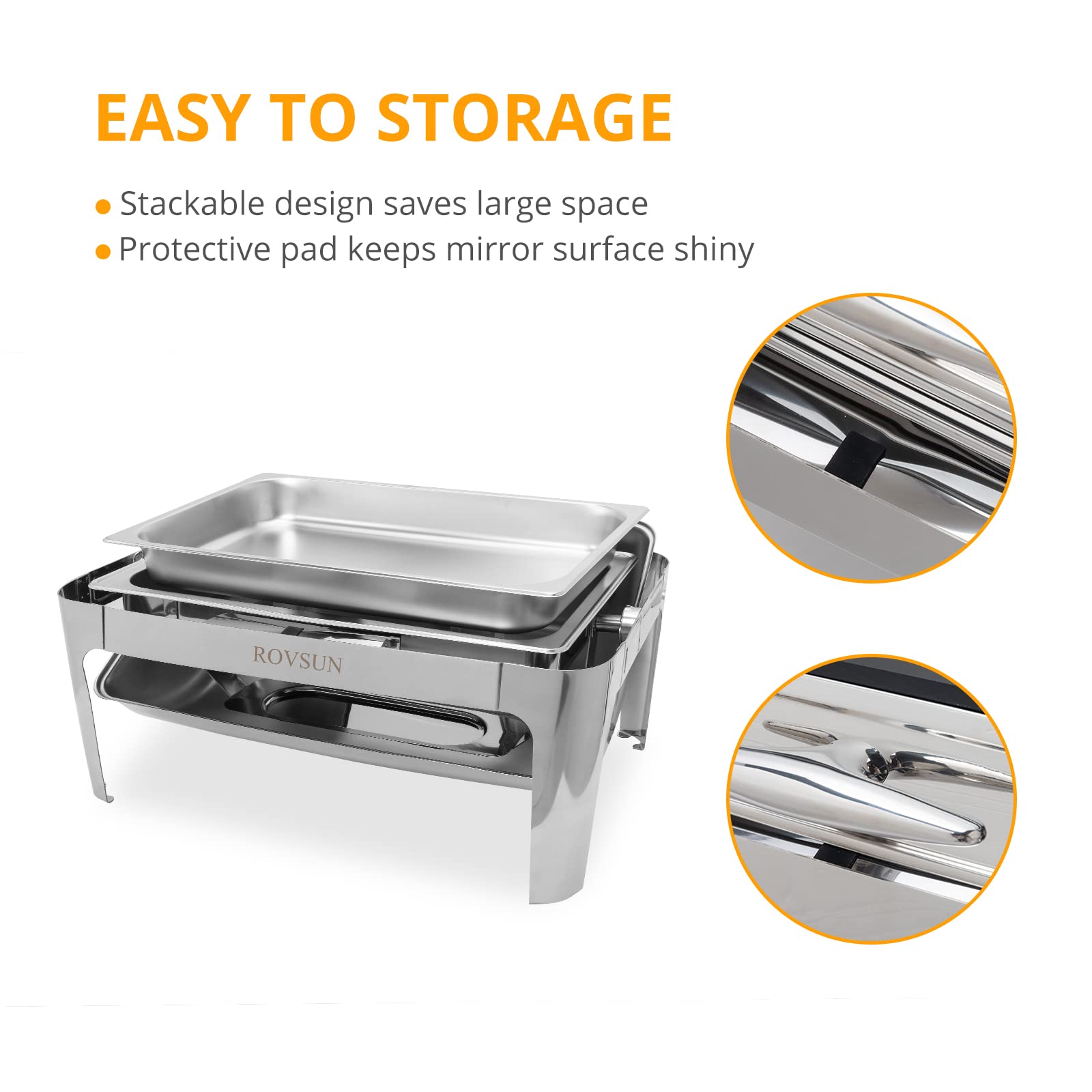 ROVSUN 2 Pack Roll Top Chafing Dish Buffet Set, 9 Quart NSF Rectangular Stainless Steel Chafer for Catering,Buffet Servers and Warmers Set with Glass Window for Wedding, Parties, Banquet, Full Size
