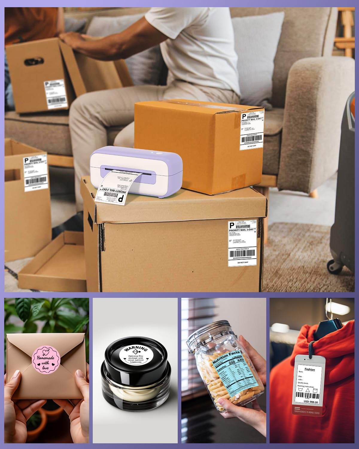 LabelCreate Thermal Shipping Label Printer, 4x6 Thermal Label Printer, Label Printer for Small Business, Direct Thermal Printer Compatible with Amazon Shopify Etsy Ebay FedEx USPS(Only USB)